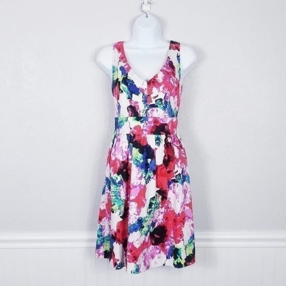 Milly of New York | Dresses | Milly Bright Multicolor Floral Fit Flare ...